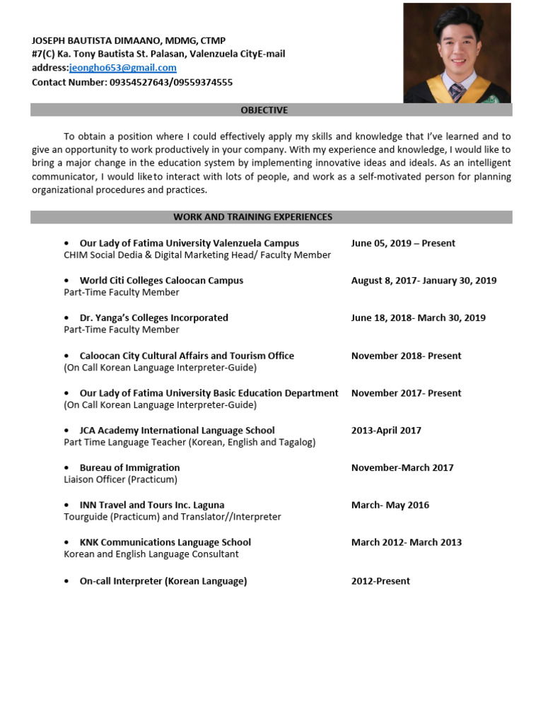 Joseph Bautista Dimaano, MDMG, CTMP | PDF | Philippines | Metro Manila