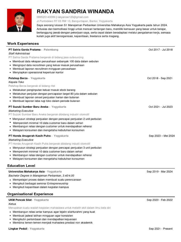 Rakyan Sandria Winanda-CV 1 | PDF