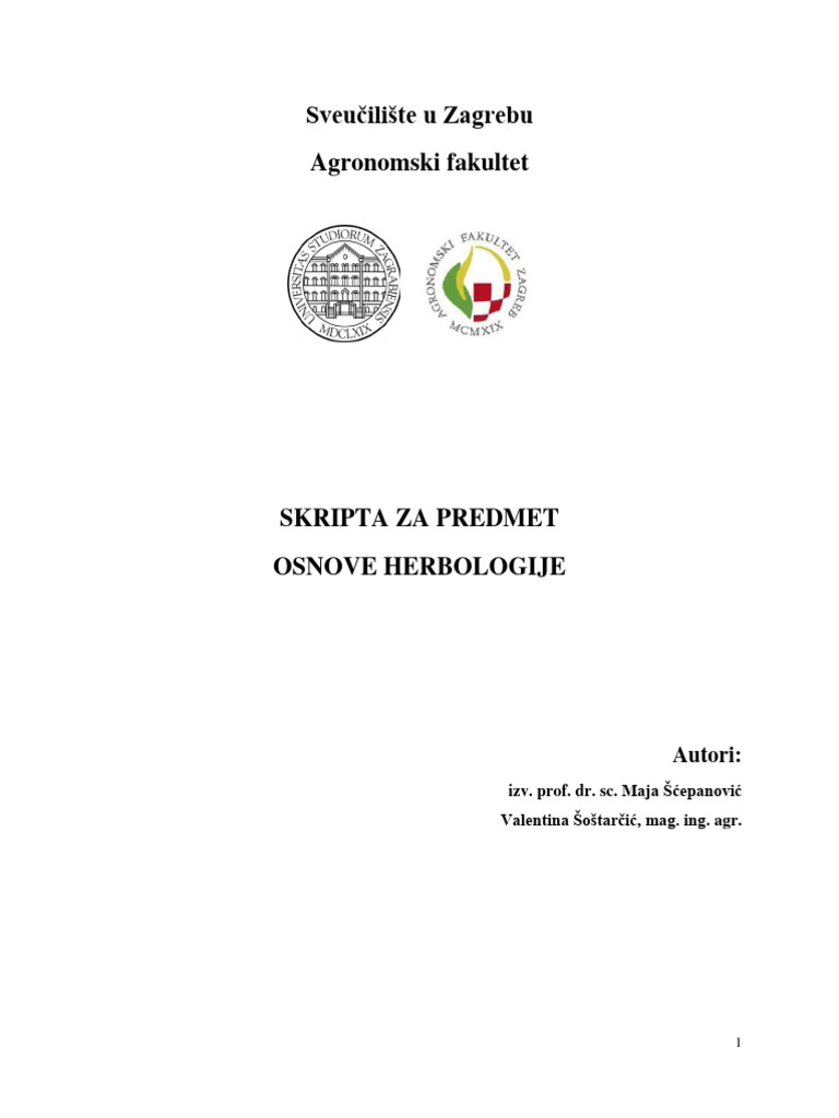 Skripta Iz Predmeta Osnove Herbologije | PDF