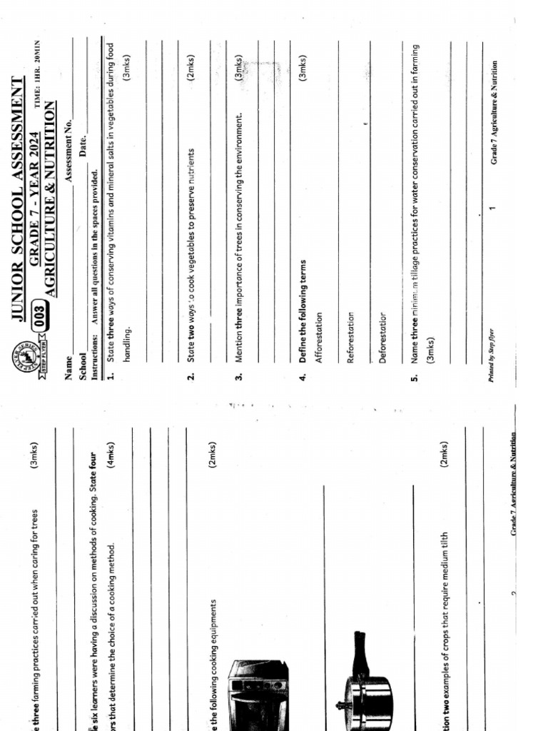 agriculture grade 8 exam | PDF