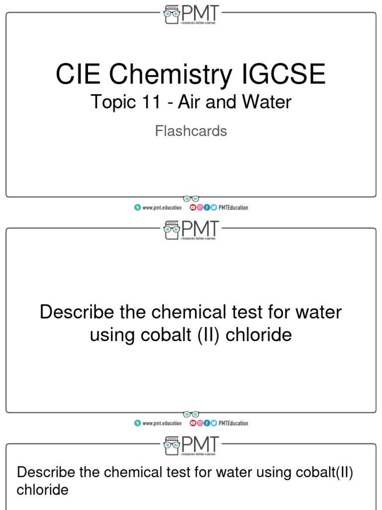 Flashcards - Topic 11 Air and Water - CAIE Chemistry IGCSE | Download ...