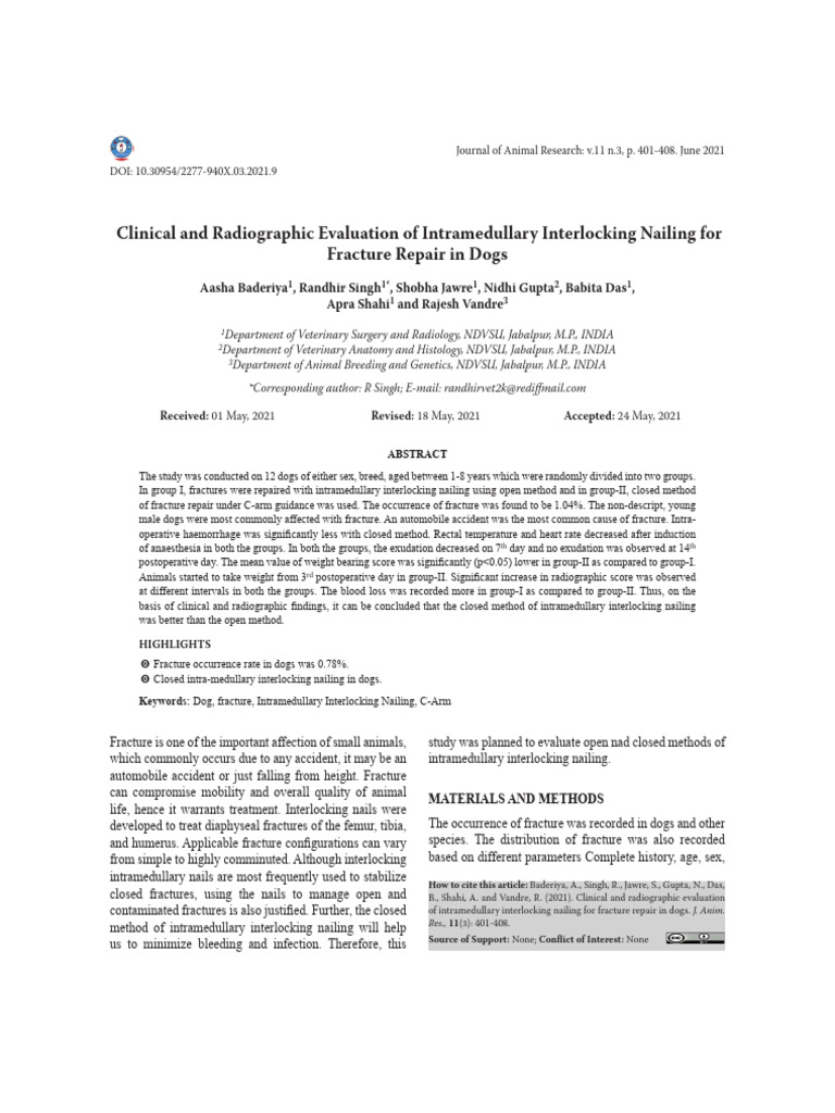Clinical and Radiographic Evaluartion of Intramedullary Interlocking Nailing | PDF | Surgery ...