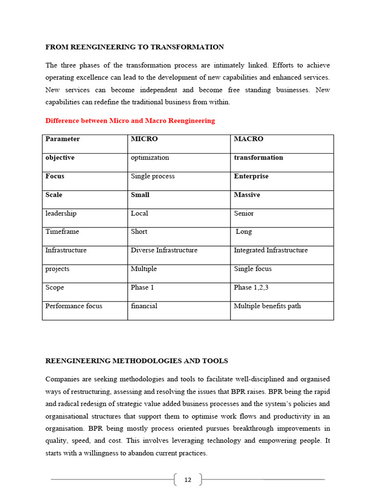 From Reengineering To Transformation Part 2 | PDF | Benchmarking ...