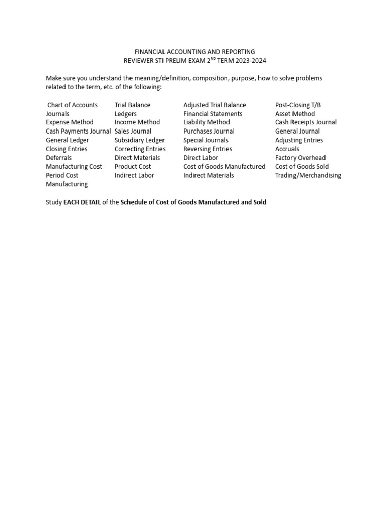 Reviewer For Sti Prelim Exam 2ND Term 2023 2024 | PDF