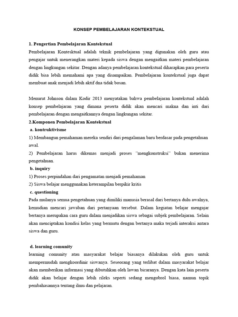 Konsep Pembelajaran Kontekstual | PDF | Kesehatan Holistik | Sains ...