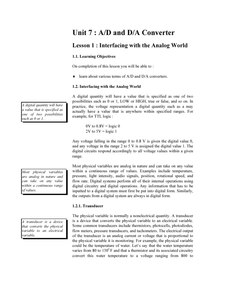 A/D and D/A Conversion Basics | PDF | Analog To Digital Converter ...