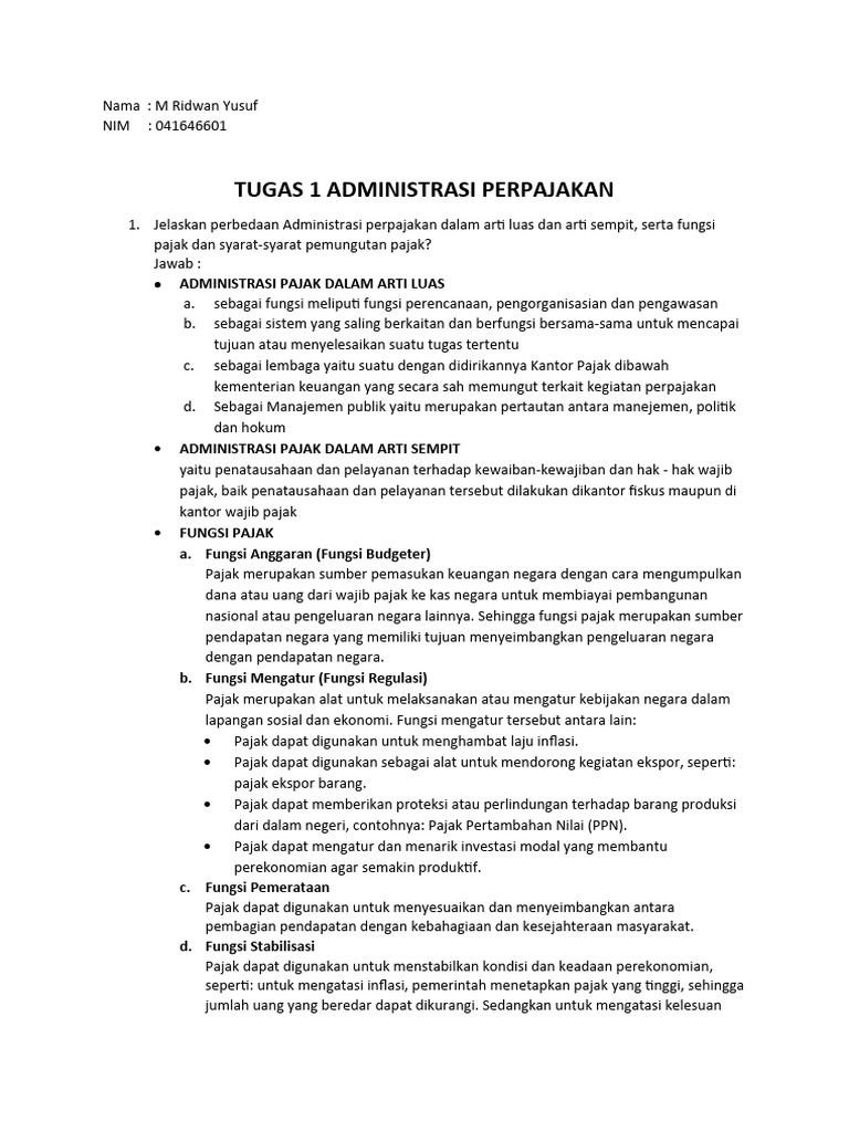 Tugas 1 Administrasi Perpajakan | PDF