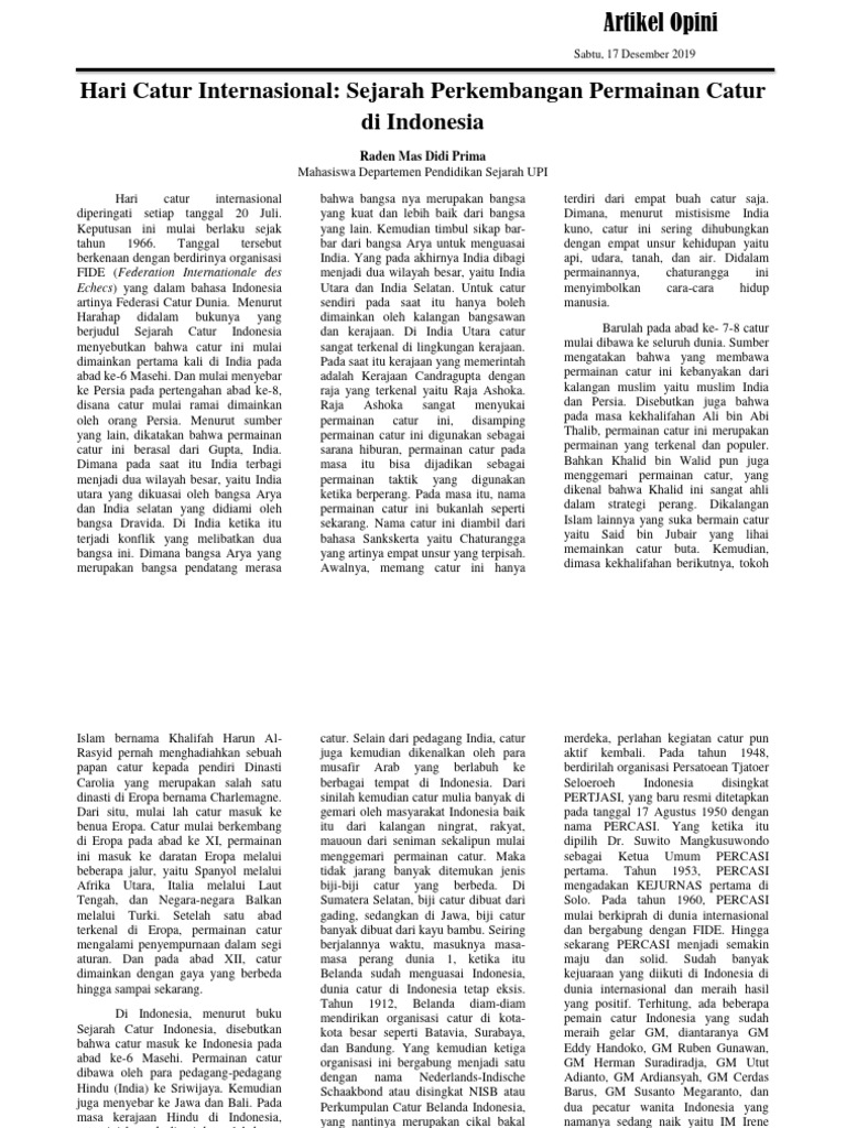 Sejarah Perkembangan Catur (Didi) | PDF