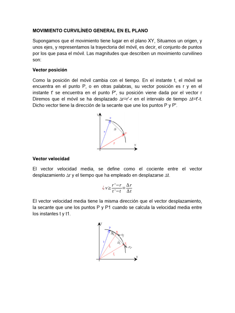 movimiento curvilineo general en el plano | PDF | Tiempo espacial | Mecánica
