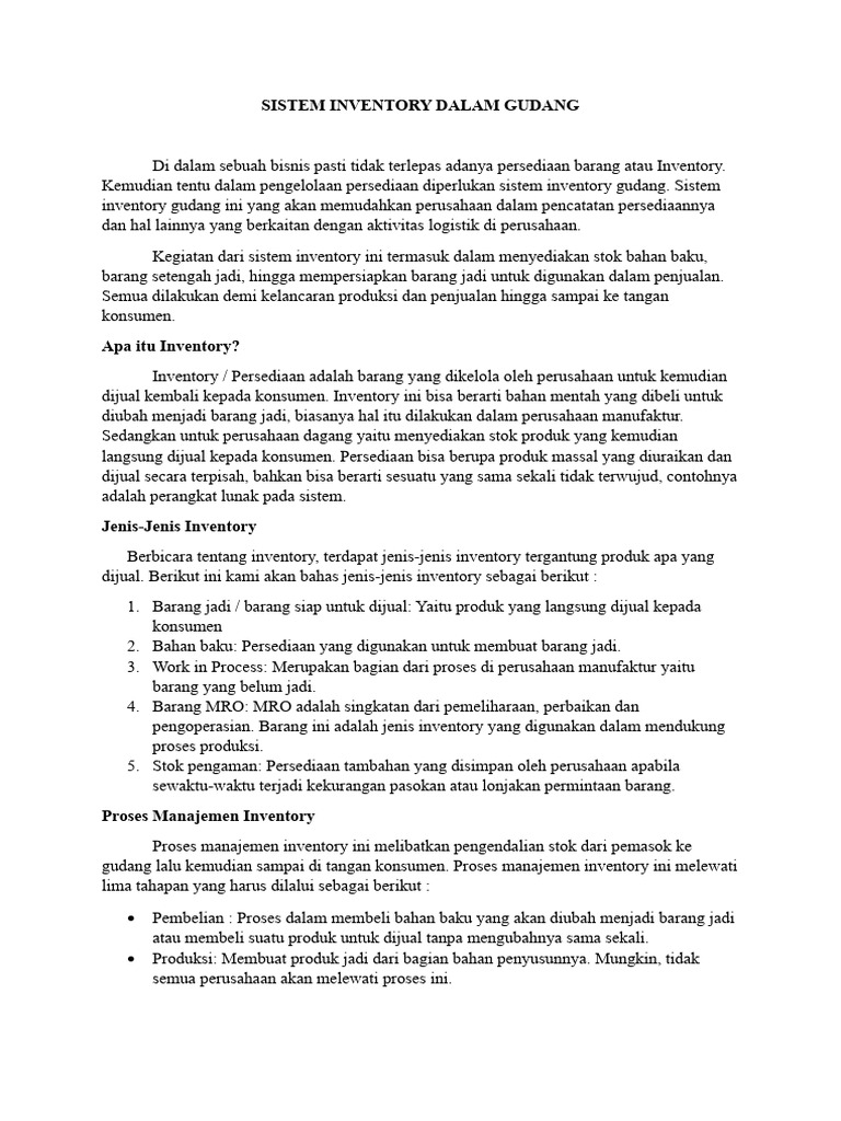 Sistem Inventory Gudang | PDF | Bisnis | Komputer
