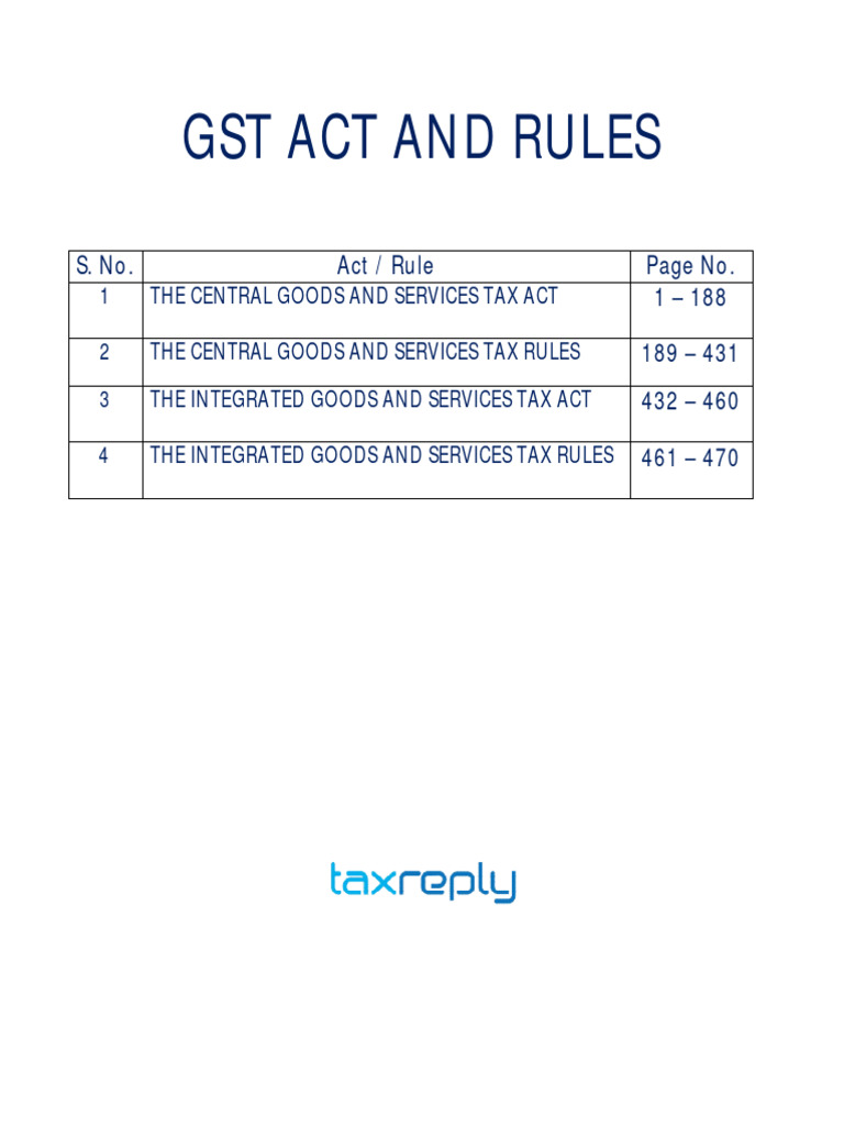 GST Act and Rules - Combo | PDF | Taxes | Value Added Tax