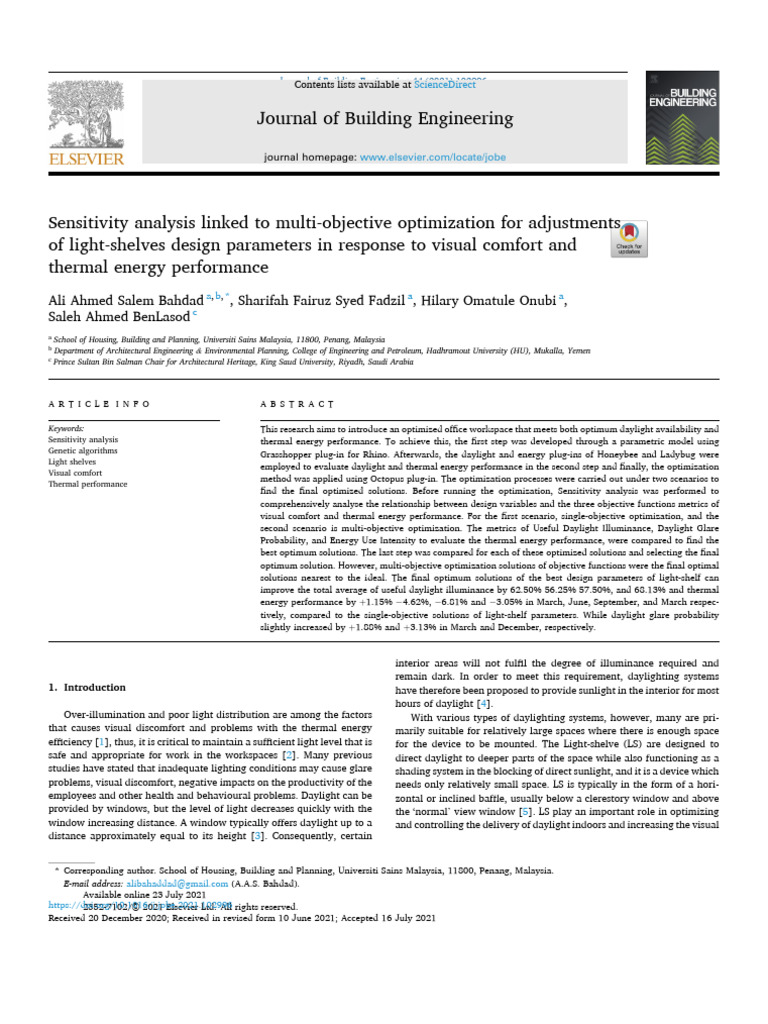 Journal Of Building Engineering Download Free Pdf Mathematical Optimization Sensitivity 
