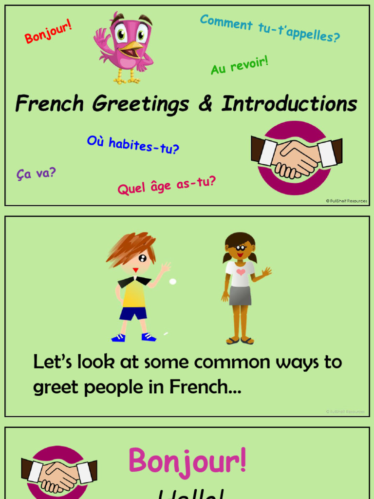 French Greetings and Introductions Presentation. | PDF | Poésie