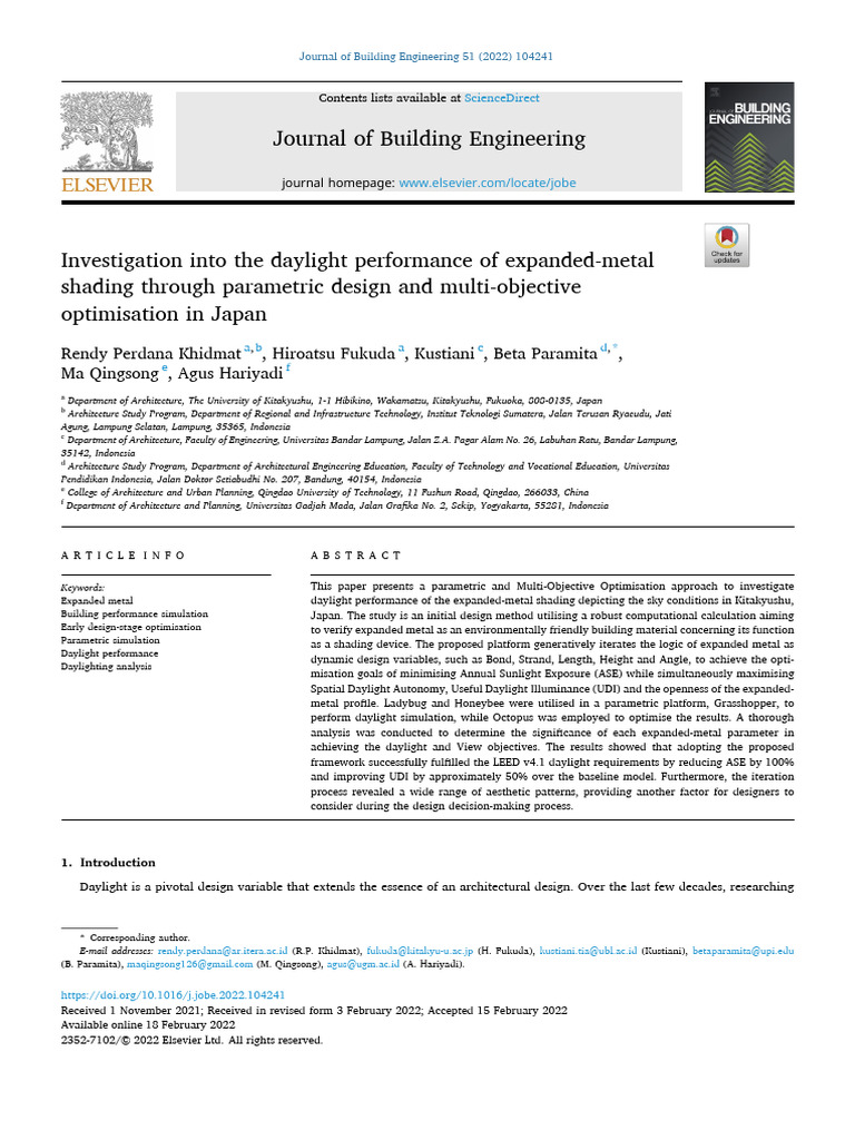 1 Investigation Into The Daylight Performance Of Expanded Metal Shading Through Parametric
