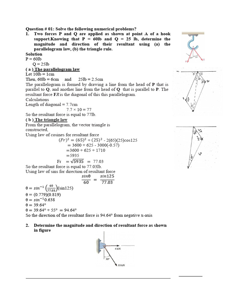 Mechanics Assignment Pdf Triangle Force