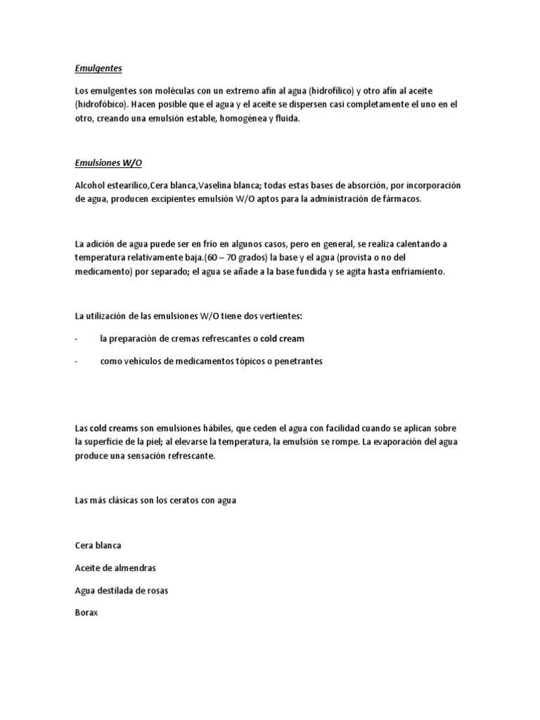 Emulgentes | PDF | Medicamentos con receta | Emulsión