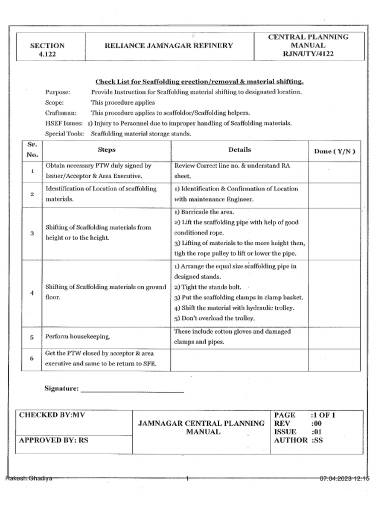 checklist - SCAFFOLDING 2 | PDF