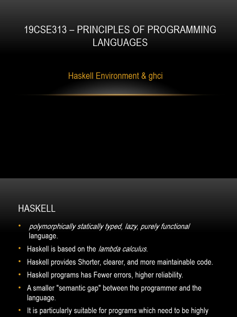 Haskell Environment | PDF | Boolean Data Type | Parameter (Computer Programming)