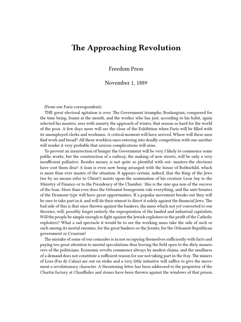 Freedom Press London The Approaching Revolution | PDF | Economies