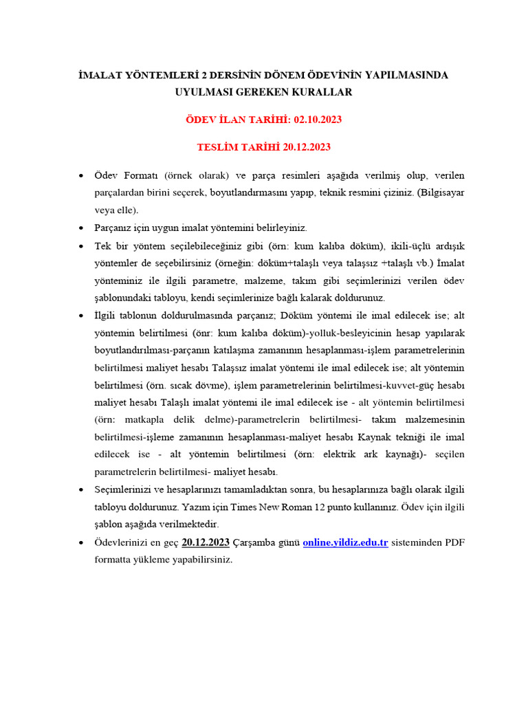 Imalat Yontemleri 2 Odev | PDF
