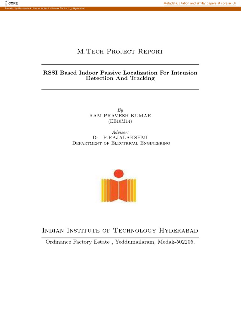 M.Tech Project Report: RSSI Based Indoor Passive Localization For Intrusion Detection and ...