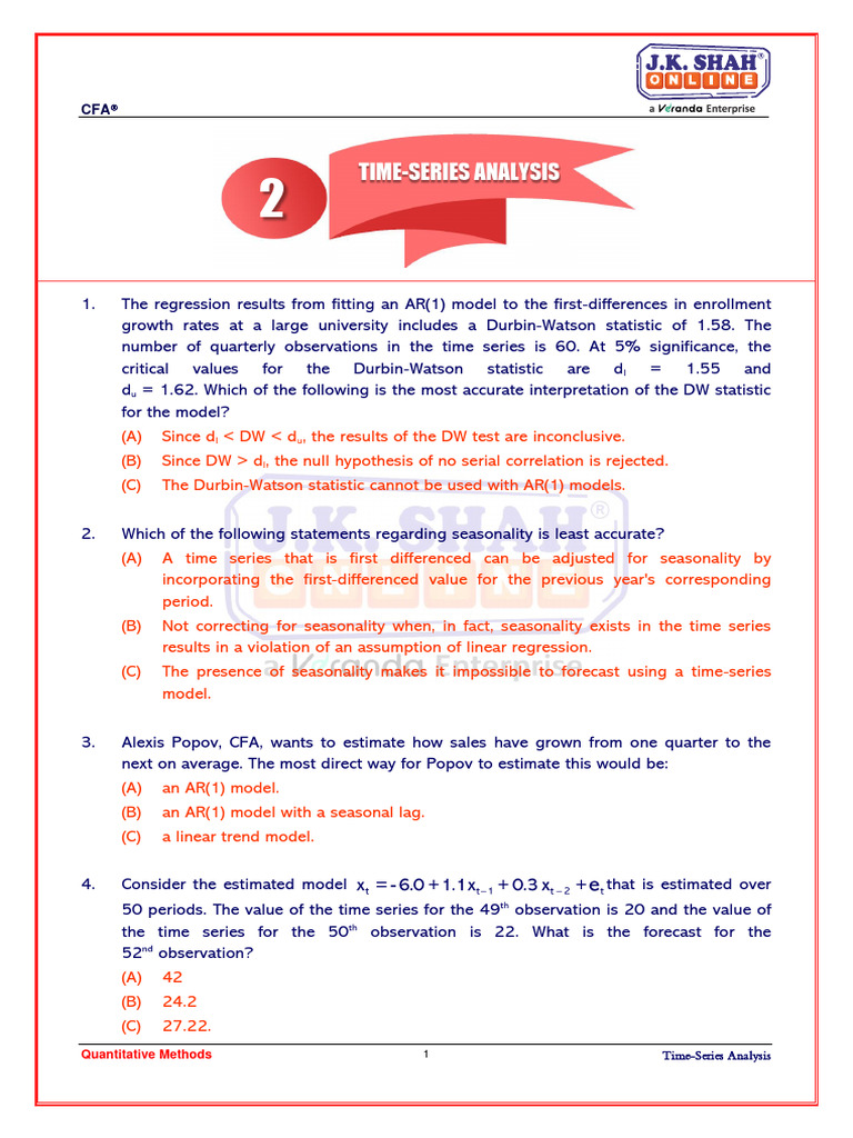 Reading 2 Time Series Analysis | PDF | Time Series | Autocorrelation