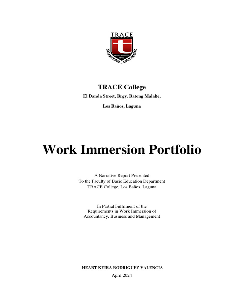Work Immersion Portfolio Overview | PDF | Printer (Computing) | Learning