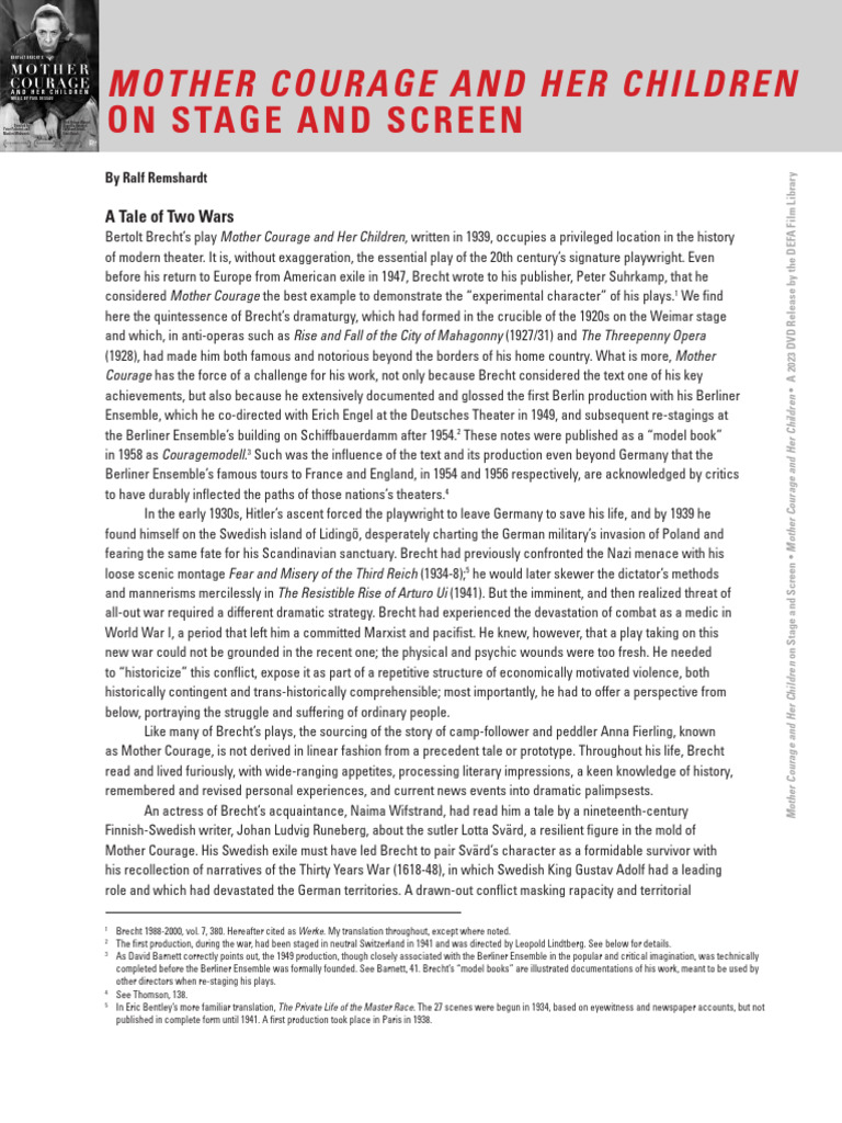 Brecht's Mother Courage: A Historical Analysis | PDF | Art