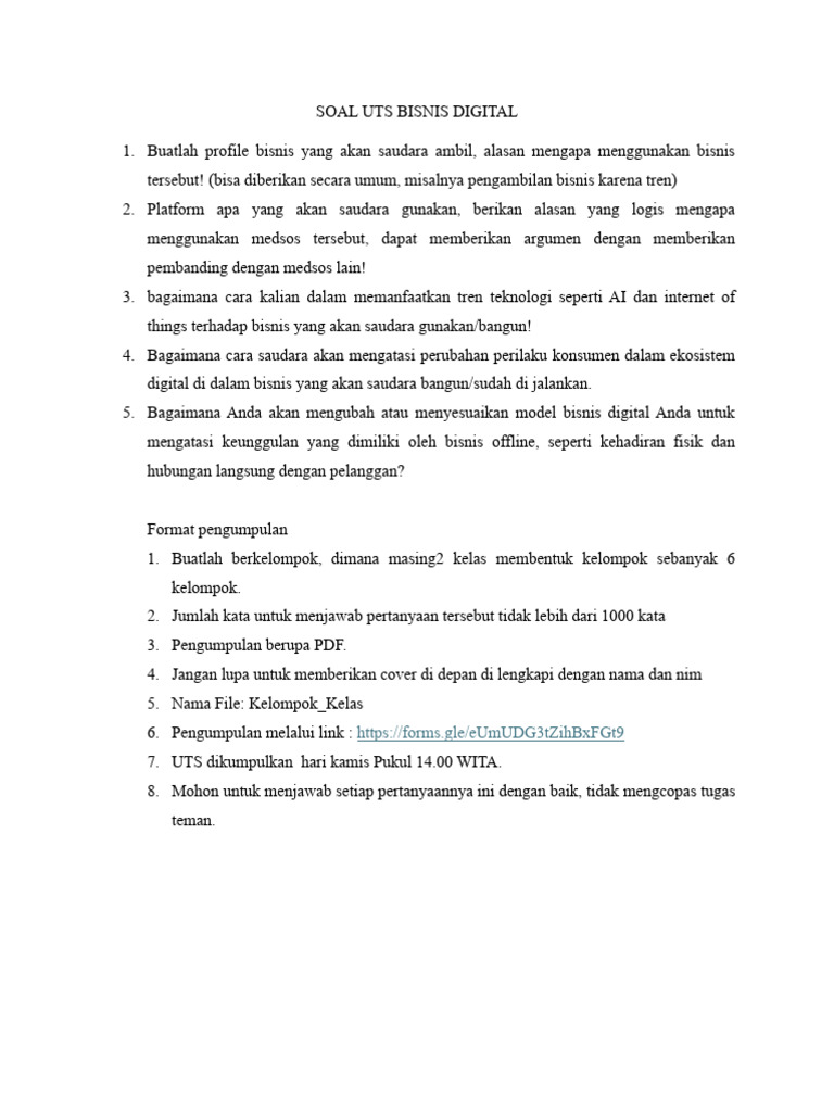 Soal Uts Bisnis Digital | PDF