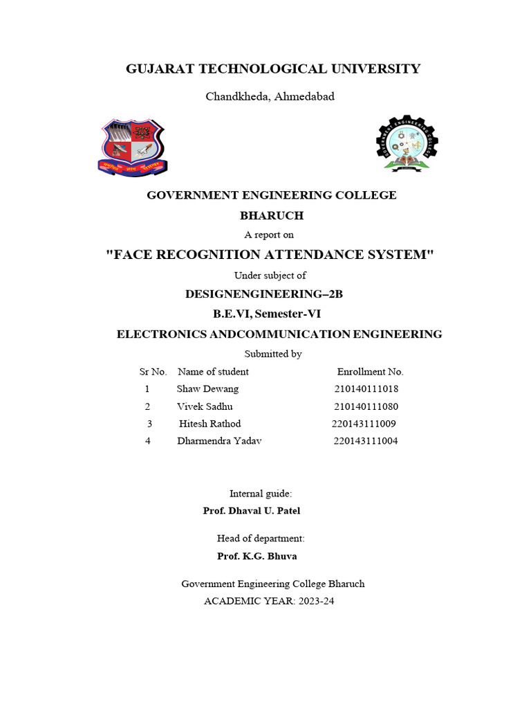 Face Recognition Attendance Report | PDF | Automation | Privacy