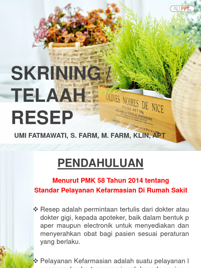 Telaah Resep Obat di Klinik Farmasi | PDF | Pengembangan Diri ...