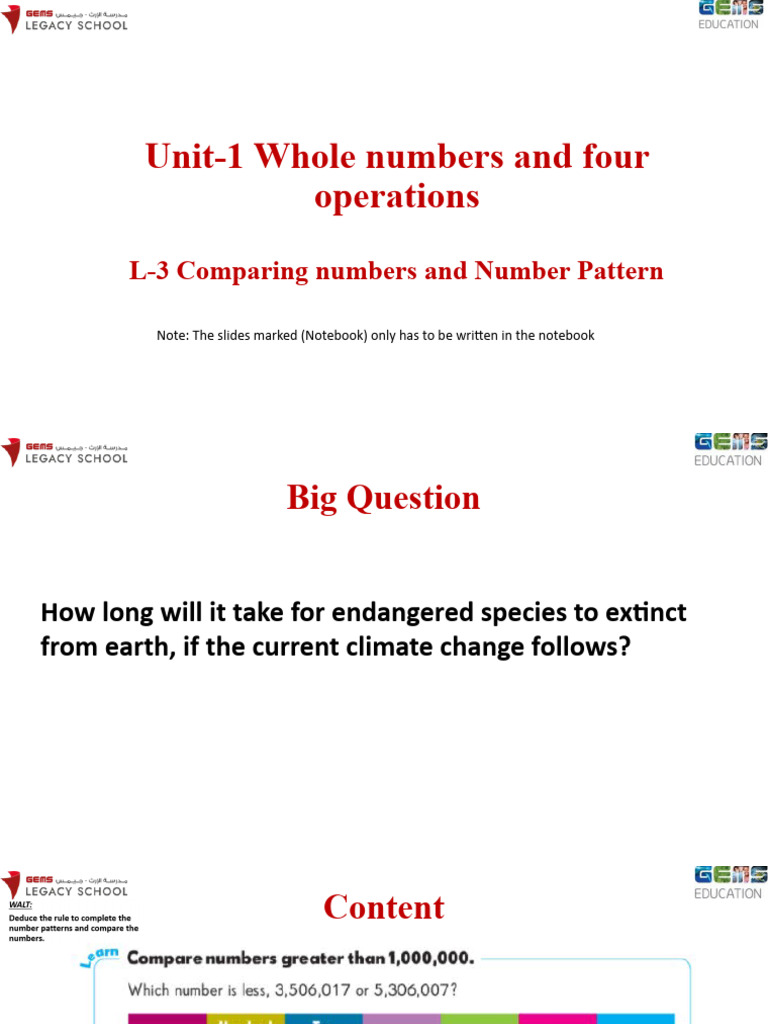 L2 - Comparing and Number Pattern | PDF