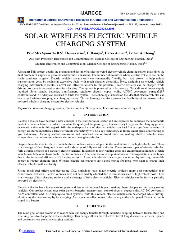 Solar Wireless EV Charging System Design | PDF | Electric Vehicle ...