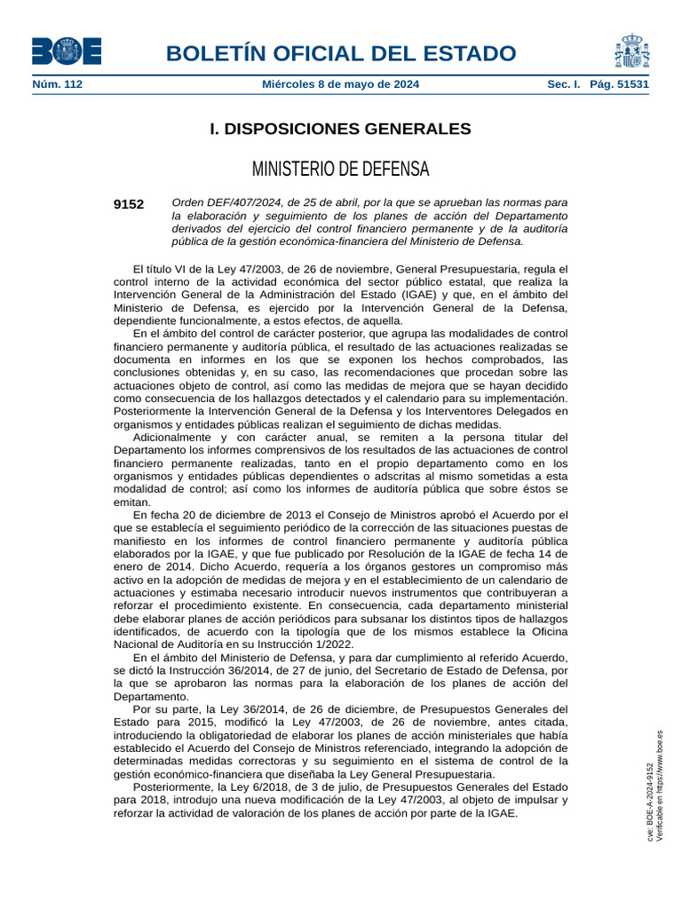 Boe A 2024 9152 | PDF | Auditoría | Gobierno