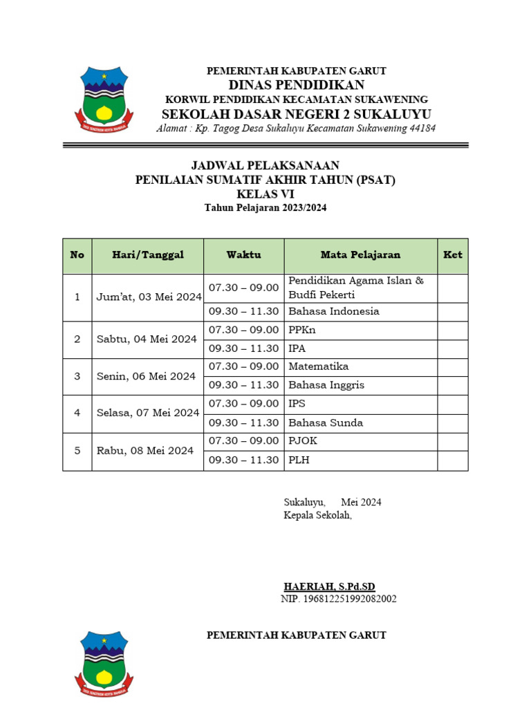 Jadwal Psaj 2023-2024 | PDF