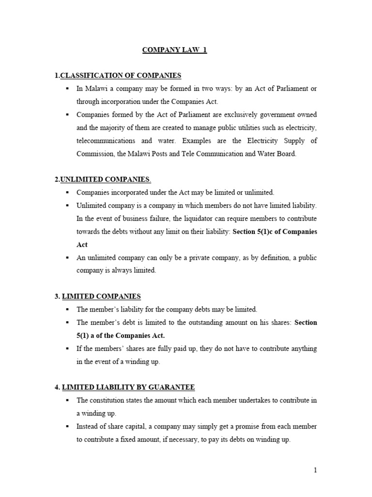 Introduction To Company Law | PDF | Legal Liability | Companies