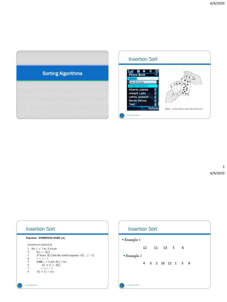 Sorting Algorithms: Insertion & Merge Sort | PDF | Computing ...