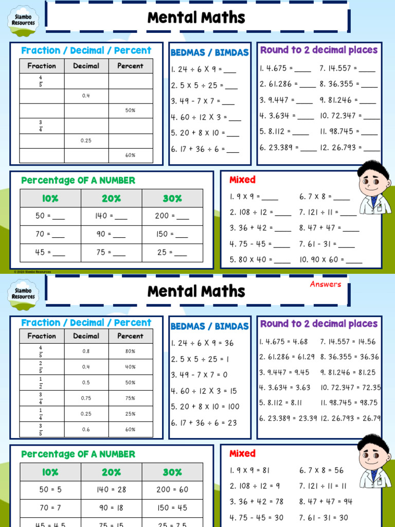 Grade 6 Mental Maths Worksheet 4 | PDF | Elementary Mathematics ...