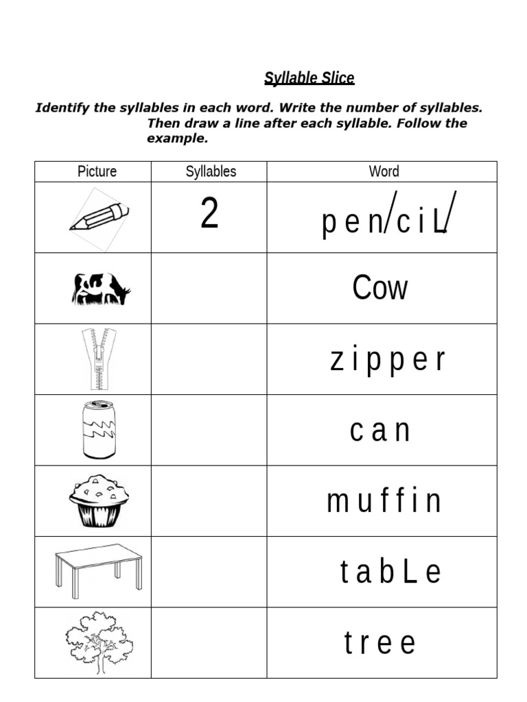 Syllables Worksheet 2 | PDF