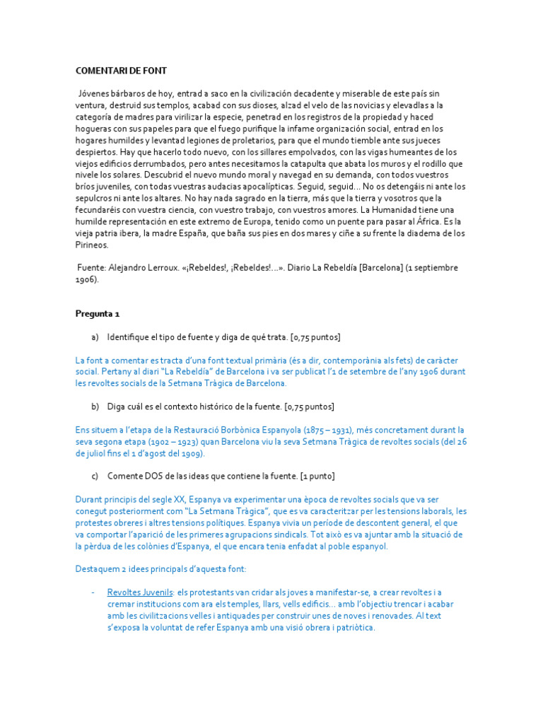 Comentari de Font | PDF