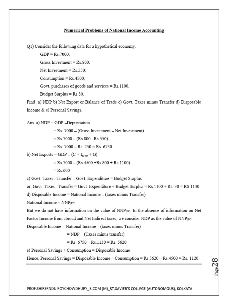 National Income Accounting Problems | PDF | Gross Domestic Product | Income