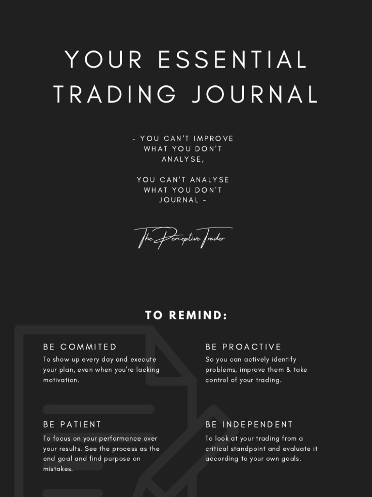 Essential Trading Journal Guide | PDF | Habits | Goal