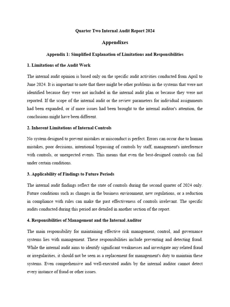 Appendixes | PDF | Internal Audit | Audit