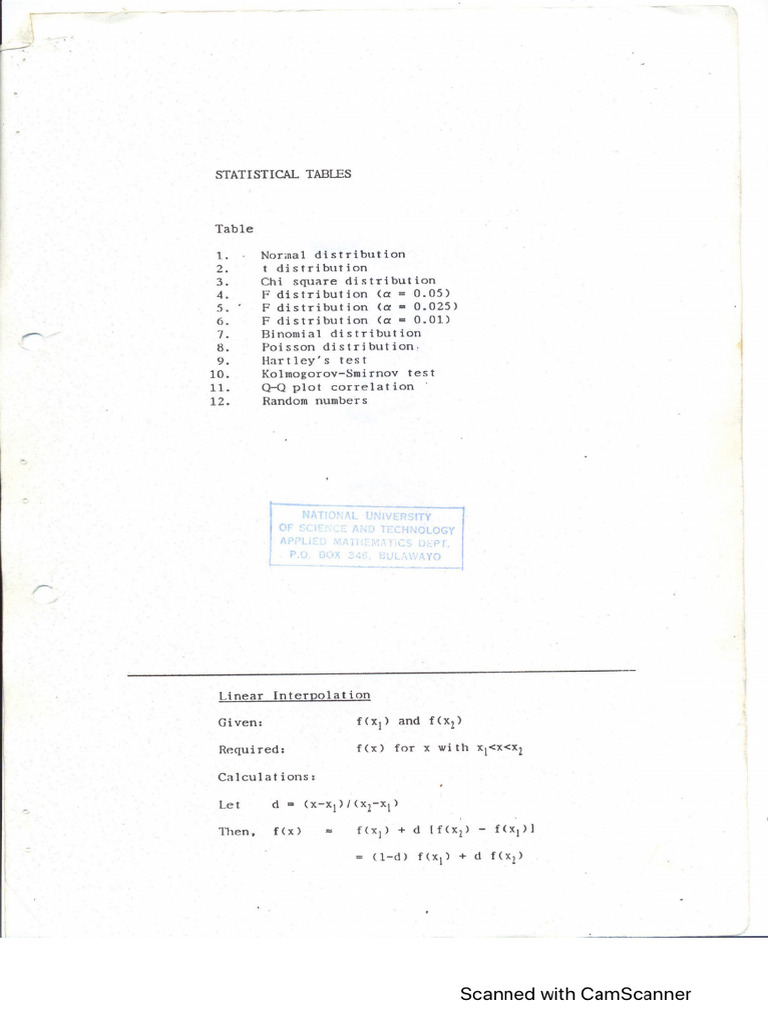 Statistical Tables | PDF