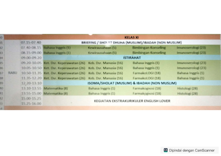 JADWAL XI (RABU) | PDF
