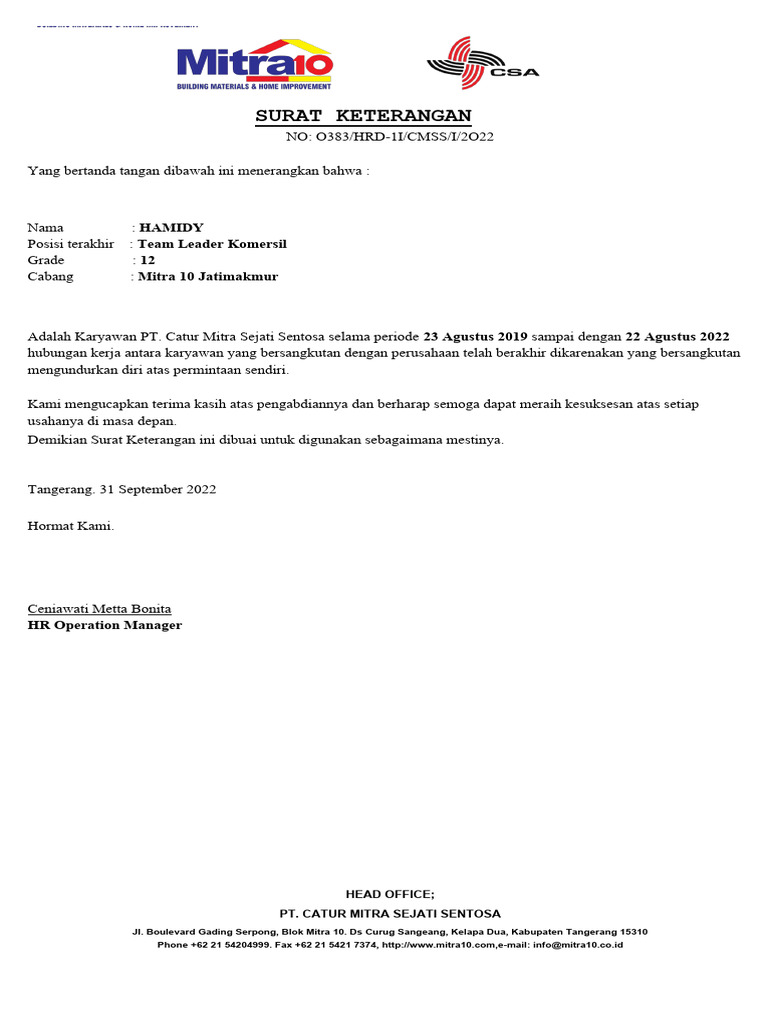 Paklaring Contoh | PDF | Bisnis