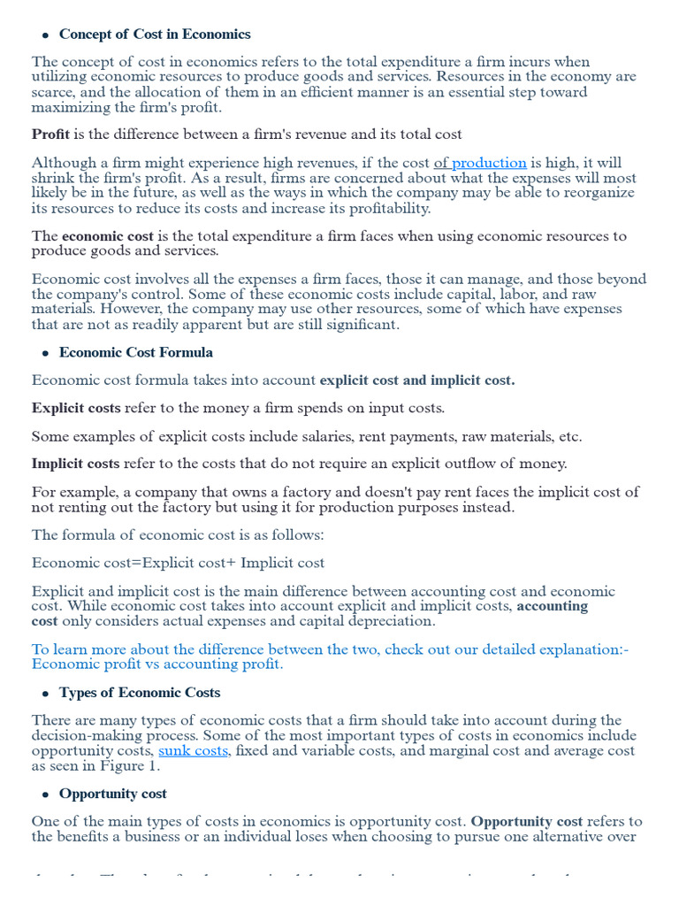 Concept of Cost in Economics - Doc - 20240423 - 180541 - 0000 | PDF ...