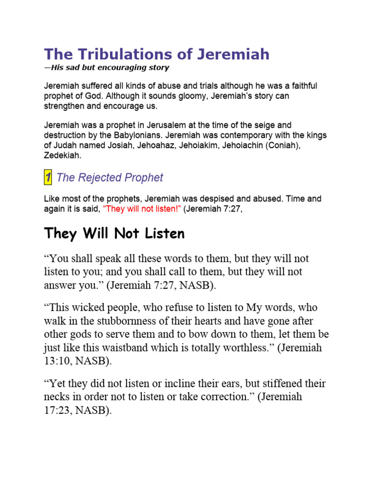 The Tribulations of Jeremiah | PDF | Jeremiah | Jesus