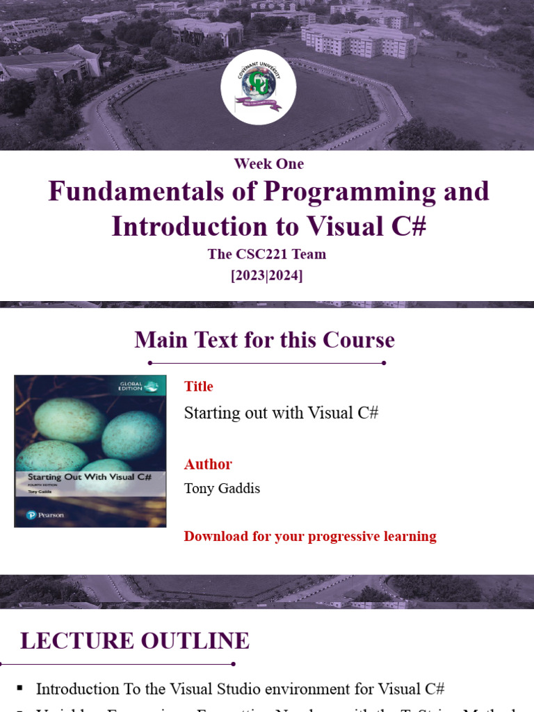 CSC221 Lecture 1 | PDF | C Sharp (Programming Language) | Integer ... CSC221 Lecture 1 | PDF | C Sharp (Programming Language) | Integer ...