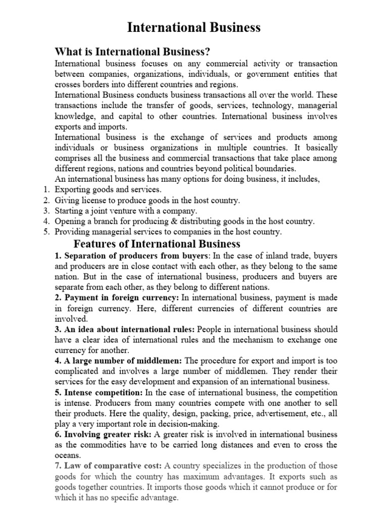 What Is International Business | PDF | Balance Of Payments | Exports